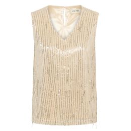Blusentop Cream "&Auml;rmellose Bluse CRClei", Damen, Gr. L, beige (champange silber sequins), Obermaterial: 100% Polyester PES., Blusen Blusentop