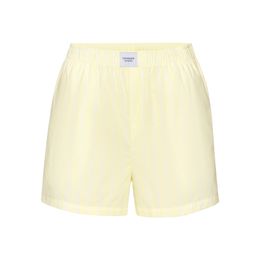 Pyjamashorts Copenhagen Studios, Damen, Gr. 36, N-Gr, gelb gestreift, Web, Obermaterial: 100% Baumwolle, gestreift, loose fit kurz, Hosen, aus fein gewebter Baumwoll-Qualit&auml;t