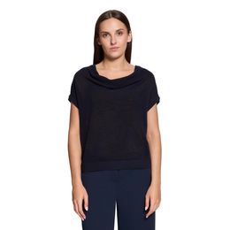 Stricktop Betty Barclay "Damen mit Wasserfallausschnitt", Damen, Gr. 36, dunkelblau, Strick, Obermaterial: 50% Baumwolle, 50% Polyacryl, l&auml;ssig geschnitten normal, Tops Stricktop