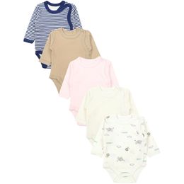 Langarmwickelbody TUPTAM "Wickelbody Unisex Baby Wickelbody Langarm 5er Set", Jungen, Gr. 50, N-Gr, braun (streifen_braun_beige_animals), Obermaterial: 100% Baumwolle CO., Bodys