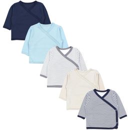 Wickelshirt TUPTAM "Wickelshirt Baby Jungen Langarm Wickelshirt 5er Set", Jungen, Gr. 74, blau (streifen mix beige petrol), Obermaterial: 100% Baumwolle CO., Shirts