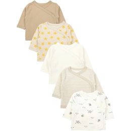 Wickelshirt TUPTAM "Wickelshirt Baby Jungen Langarm Wickelshirt 5er Set", Jungen, Gr. 50, braun (braun_sterne_beige_streifen_tiere), Obermaterial: 100% Baumwolle CO., Shirts