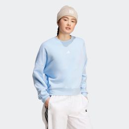 Sweatshirt adidas Sportswear "W SL FC SWT", Damen, Gr. XL, glow blau, wei&szlig;, Obermaterial: 70% Baumwolle, 30% Polyester, normal, Rundhals, angesetztes B&uuml;ndchen, Sweatshirts Sweatshirt