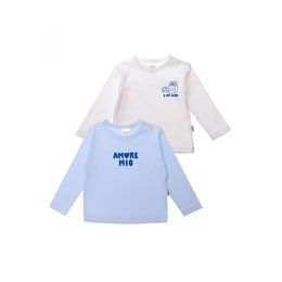 Sweatshirt Liliput "Amore Mio", Jungen, Gr. 50/56, wei&szlig;, hellblau, 100% Baumwolle, bedruckt, lang, Rundhals, Sweatshirts Sweatshirt, mit praktischen Druckkn&ouml;pfen