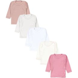 Wickelshirt TUPTAM "Wickelshirt Unisex Baby Wickelshirt Langarm 5er Pack", Jungen, Gr. 50, rosa (wei&szlig; ecri hellgrau altrosa rosa), Obermaterial: 100% Baumwolle CO., Shirts