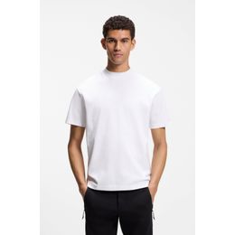 Stehkragenshirt BOSS Green "Porsche Spirit 70 Capsule Collection", Jungen, Gr. M, wei&szlig;100, Jersey, Obermaterial: 100% Baumwolle, unifarben, relaxed fit normal, hoch geschlossener Ausschnitt, abgesteppte Kante, Shirts Stehkragenshirt, Premium Herrenmode Limited