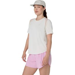 Laufshirt asics "ROAD SS TOP", Damen, Gr. L, cream, Obermaterial: 94% Polyester, 6% Elasthan, Shirts Laufshirt
