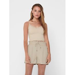 Spitzentop Only "ONLVICKY LACE SEAMLESS CROPPED TOP", Damen, Gr. L, peach taffy, Jersey, Obermaterial: 92% Polyamid, 8% Elasthan, unifarben, bauchfrei, V-Ausschnitt, Tops Spitzentop
