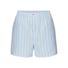 Pyjamashorts Copenhagen Studios, Damen, Gr. 36, N-Gr, hellblau gestreift, Web, Obermaterial: 100% Baumwolle, gestreift, loose fit kurz, Hosen, aus fein gewebter Baumwoll-Qualit&auml;t