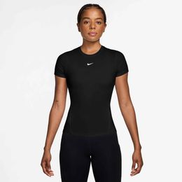 Funktionsshirt Nike "W NK ONE FITTED SS TOP", Damen, Gr. L, schwarz (schwarz, wei&szlig;), Obermaterial: 89% Polyester, 11% Elasthan, normal, Rundhals, Shirts Funktionsshirt, eng anliegender Schnitt, kurze &Auml;rmel, f&uuml;r Fitness, atmungsaktiv