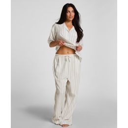Hunkem&ouml;ller Pyjama HUNKEM&Ouml;LLER "Hose Leinen", Damen, Gr. M, wei&szlig;, 70% Viskose, 30% Leinen, Homewear-Sets Pyjama