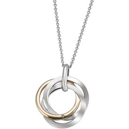 Kette mit Anh&auml;nger Firetti "Schmuck Geschenk Silber 925 Halsschmuck Halskette Ring verschlungen", gold (silberfarben, gelbgoldfarben, kristallwei&szlig;), Halsketten, Damen, Silber 925 (Sterlingsilber), L: 45 B: 1,1mm, mit Zirkonia (synth.), B:1,1mm