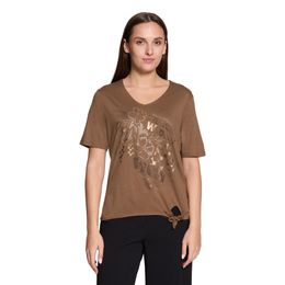 Kurzarmshirt Betty Barclay "Damen mit Schleifenknoten", Damen, Gr. 36, classic nougat, Jersey, Obermaterial: 50% Baumwolle, 50% Modal, figurumspielend normal, V-Ausschnitt, Shirts
