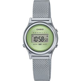 Chronograph CASIO VINTAGE, silber (edelstahlfarben, lindgr&uuml;n), Armbanduhren, Damen, Chronograph, Quarzuhr, Armbanduhr, Damenuhr, Edelstahlarmband,digital,Stoppfunktion