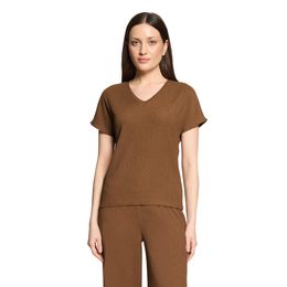 Kurzarmshirt Betty Barclay "Damen mit Struktur", Damen, Gr. 36, classic nougat, Obermaterial: 99% Polyester, 1% Elasthan, loose fit normal, V-Ausschnitt, Shirts