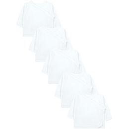 Wickelshirt TUPTAM "Wickelshirt Baby Jungen Langarm Wickelshirt 5er Set", Jungen, Gr. 56, wei&szlig; (uni wei&szlig;), Obermaterial: 100% Baumwolle CO., Shirts
