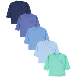 Wickelshirt TUPTAM "Wickelshirt Baby Jungen Langarm Wickelshirt 5er Set", Jungen, Gr. 56, blau (dunkelblau jeans blau mintgr&uuml;n), Obermaterial: 100% Baumwolle CO., Shirts