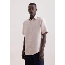 Leinenhemd Seidensticker "Schwarze Rose", Herren, Gr. M (40), normale &Auml;rmell&auml;ngen, beige, 100% Leinen, unifarben, regular fit, Hemden, Regular 1/2 Kentkragen Uni