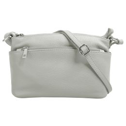 Umh&auml;ngetasche CLUTY, Damen, Gr. B/H/T: 27cm x 15cm x 6cm onesize, grau, Leder, unifarben, Taschen Umh&auml;ngetasche, echt Leder, Made in Italy