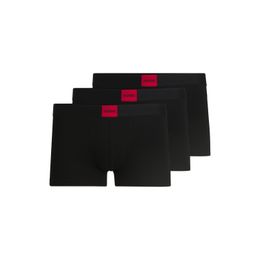 Trunk HUGO UNDERWEAR, Herren, Gr. XXL, 3 Stk., schwarz (3x schwarz), Single Jersey, Obermaterial: 95% Baumwolle, 5% Elasthan, k&ouml;rpernah, Unterhosen, mit kontrastfarbenen Logobadge