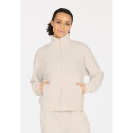 ENDURANCE ATHLECIA Sweatshirt ATHLECIA "Jillnana", Damen, Gr. 40, grau (beige), 51% Polyester, 44% Modal, 5% Elasthan, unifarben, normal, hoch geschlossener Ausschnitt, Sweatshirts Sweatshirt, mit ger&auml;umiger K&auml;ngurutasche