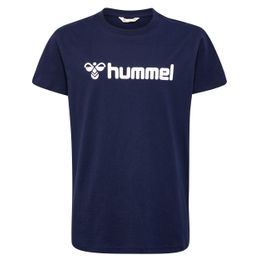 T-Shirt Hummel "HMLGO 2.0 LOGO T-SHIRT S/S KIDS", M&auml;dchen, Gr. 128, blau (marine), Obermaterial: 100% Baumwolle, Rundhals, Shirts T-Shirt, f&uuml;r Kinder und Jugendliche, sportlicher Stil, kurze &Auml;rmel