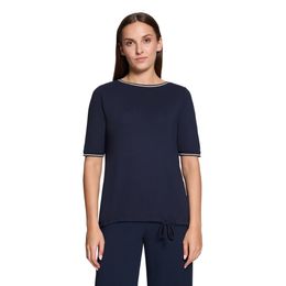 Kurzarmshirt Betty Barclay "Damen mit Tunnelzug", Damen, Gr. 36, dunkelblau, Jersey, Obermaterial: 73% Viskose, 23% Polyester, 4% Elasthan, figurumspielend normal, U-Boot-Ausschnitt, Shirts