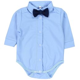 Langarmbody TUPTAM "Body Jungen Baby Hemd-Body Langarm mit Kragen", Jungen, Gr. 62, N-Gr, blau (blau, dunkelblaue fliege), Obermaterial: 50% Baumwolle CO. 50% Polyester PES., Bodys