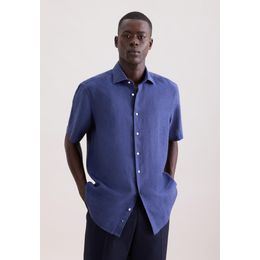Leinenhemd Seidensticker "Schwarze Rose", Herren, Gr. L (41), normale &Auml;rmell&auml;ngen, blau (mittelblau), 100% Leinen, unifarben, regular fit, Hemden, Regular 1/2 Kentkragen Uni