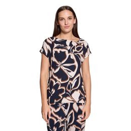 3/4-Arm-Shirt Betty Barclay "Damen mit Gummizug", Damen, Gr. 36, dunkelblau, braun, Jersey, Obermaterial: 95% Viskose, 5% Elasthan, loose fit normal, U-Boot-Ausschnitt, Shirts 3/4-Arm-Shirt
