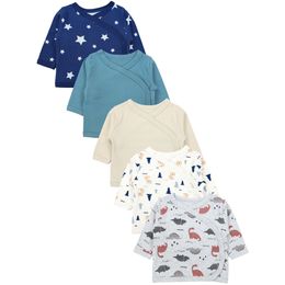 Wickelshirt TUPTAM "Wickelshirt Baby Jungen Langarm Wickelshirt 5er Set", Jungen, Gr. 50, rot (blau_sternen_beige_b&auml;ren_dino), Obermaterial: 100% Baumwolle CO., Shirts