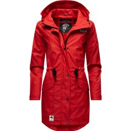 Outdoorjacke Navahoo "Deike", Damen, Gr. S (36), rot, Oberstoff: 50% Polyurethan, 50% Polyester. Futter: 100% Polyester. &Auml;rmelfutter: 100% Polyester, clean, tailliert Po-bedeckend, &Auml;rmel ohne &Auml;rmelschlitz normaler Saum mit Druckknopf, Jacken Outdoorjacke, modischer Damen Outdoor Regenmantel