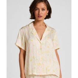 Hunkem&ouml;ller Pyjama HUNKEM&Ouml;LLER "Satinjacke", Damen, Gr. L, wei&szlig;, 100% Viskose, Homewear-Sets Pyjama