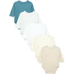 Langarmwickelbody TUPTAM "Wickelbody Unisex Baby Wickelbody Langarm 5er Set", Jungen, Gr. 74, N-Gr, beige (beige_grau_blau), Obermaterial: 100% Baumwolle CO., Bodys