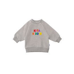 Sweatshirt Liliput "Kita Kiddo", Jungen, Gr. 110/116, grau, 80% Baumwolle, 20% Polyester, bedruckt, lang, Rundhals, Sweatshirts Sweatshirt, mit s&uuml;&szlig;em Druck