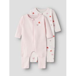 Schlafanzug name it "NBFNIGHTSUIT 2P ZIP FF CAR. HEART NOOS", Jungen, Gr. 104, rosa (carinaria), Interlock, Obermaterial: 100% Baumwolle, bedruckt, unifarben, Rundhals, Homewear-Sets Schlafanzug, aus Baumwolle, bequeme Passform, mit Umschlagbund