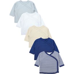 Wickelshirt TUPTAM "Wickelshirt Baby Jungen Langarm Wickelshirt 5er Set", Jungen, Gr. 56, beige (blau_streifen_grau_beige), Obermaterial: 100% Baumwolle CO., Shirts