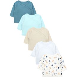 Wickelshirt TUPTAM "Wickelshirt Baby Jungen Langarm Wickelshirt 5er Set", Jungen, Gr. 56, bunt (blau_beige_b&auml;ren_streifen), Obermaterial: 100% Baumwolle CO., Shirts