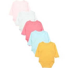 Langarmwickelbody TUPTAM "Wickelbody Unisex Baby Wickelbody Langarm 5er Set", Jungen, Gr. 50, N-Gr, blau (blau_gelb_pink_grau), Obermaterial: 100% Baumwolle CO., Bodys