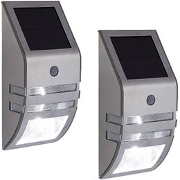 LED Solarleuchte OTTO HOME "Leyan, LED-Solar Wandleuchte", silber, B:5cm H:17cm L:8cm, Leuchten, mit Bewegungsmelder und Montagematerial