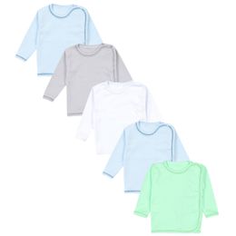 Wickelshirt TUPTAM "Wickelshirt Unisex Baby Wickelshirt Langarm 5er Pack", Jungen, Gr. 50, blau (junge), Obermaterial: 100% Baumwolle CO., Shirts