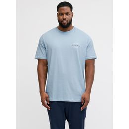 Jack & Jones PlusSize Rundhalsshirt "JJBRANDON TEE SS CREW NECK PLS", Jungen, Gr. 5XL, celestial blau print:small print, Jersey, Obermaterial: 100% Baumwolle, JACK & JONES PLUSSIZE, bedruckt, regular fit, Rundhals, Shirts Rundhalsshirt