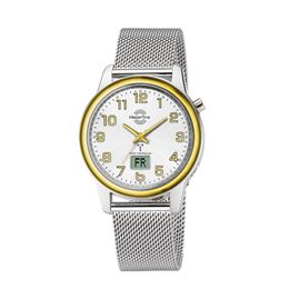 Funkuhr MASTER TIME "Lady Line", silber (silberfarben, silberfarben, silbergoldfarben), Armbanduhren, Damen, Funkuhr, Quarzuhr, Armbanduhr, Damenuhr, Edelstahlarmband, analog, digital