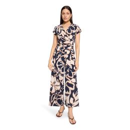 Overall Betty Barclay "Damen mit Eingrifftaschen", Damen, Gr. 38, Normalgr&ouml;&szlig;en, dunkelblau, braun, Jersey, Obermaterial: 94% Polyester, 6% Elasthan. Besatz: 95% Polyester, 5% Elasthan, figurumspielend, V-Ausschnitt, Overalls Overall