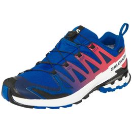 Trailrunningschuh Salomon "XA PRO 3D V9 GORE-TEX EQUIPE", Herren, Gr. 45, surf the web, fiery rot, wei&szlig;, Synthetik, Textil, mehrfarbig, Schuhe, wasserdicht