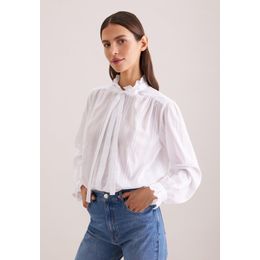 Klassische Bluse Seidensticker, Damen, Gr. XS (34), wei&szlig;, 100% Baumwolle, unifarben, regular fit, Blusen Bluse, 1/1 Stehkragen Uni