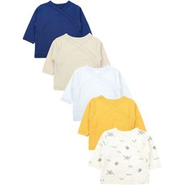 Wickelshirt TUPTAM "Wickelshirt Baby Jungen Langarm Wickelshirt 5er Set", Jungen, Gr. 80, gelb (gelb_blau_beige_tiere_streifen), Obermaterial: 100% Baumwolle CO., Shirts