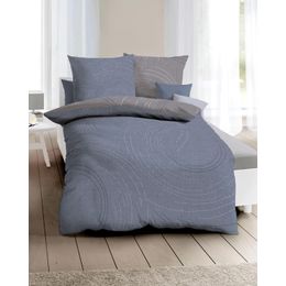 Wendebettw&auml;sche Kaeppel "JARO 100% Baumwolle", grau (taube), B/L: 135cm x 200cm, 1 Stk., 1 Stk., Feinbiber, B/L: 80cm x 80cm, 2 Stk., Feinbiber, Obermaterial: 100% Baumwolle, Bettw&auml;sche, Wendebettw&auml;sche, mit Markenrei&szlig;verschluss, zeitloses Design, pflegeleicht