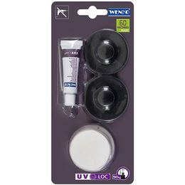 Bad-Befestigungsset Wenko "UV-Loc", schwarz, B:5cm H:1,5cm T:5cm, Kunststoff, Befestigungen, 5-tlg., passend f&uuml;r UV-Loc Badaccessoires, Befestigen ohne Bohren