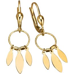 Paar Ohrh&auml;nger Firetti "Schmuck Geschenk Gold 375 Ohrschmuck Ohrringe Federn", gold (gelbgoldfarben), Ohrringe, Damen, Gelbgold 375